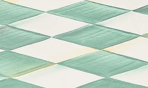 MACKENZIE-CHILDS Check Enameled Steel Cheese Course - Emerald