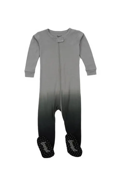 LEVERET Printed Cotton Footed Pajamas - Tie Dye Gray