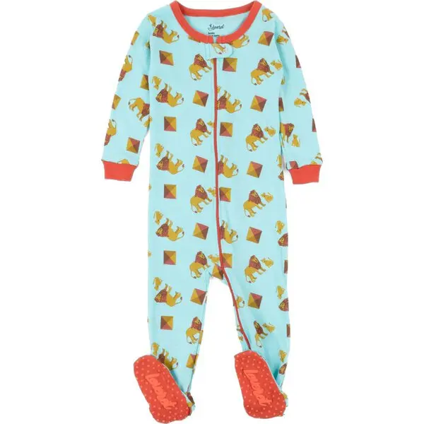 LEVERET Printed Footed Cotton Pajamas - Lion