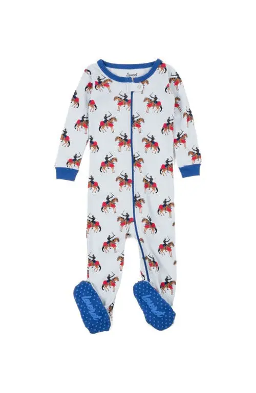 LEVERET Printed Footed Cotton Pajamas - Knights