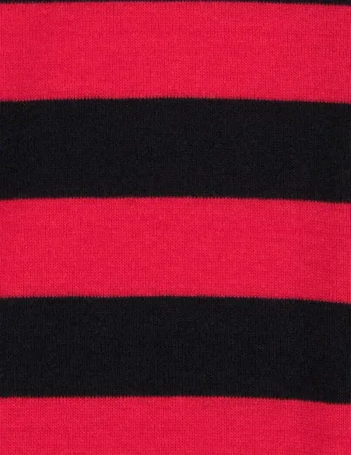 LEVERET Striped Cotton Footed Pajamas - Striped Red & Black