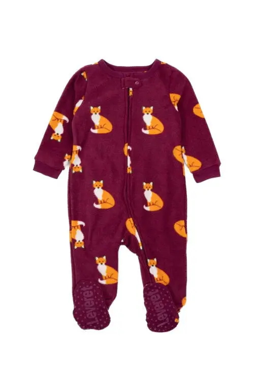 LEVERET Printed Footed Fleece Pajamas - Fox