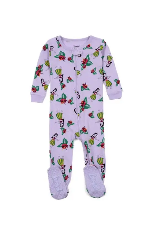 LEVERET Printed Cotton Footed Pajamas - Hula