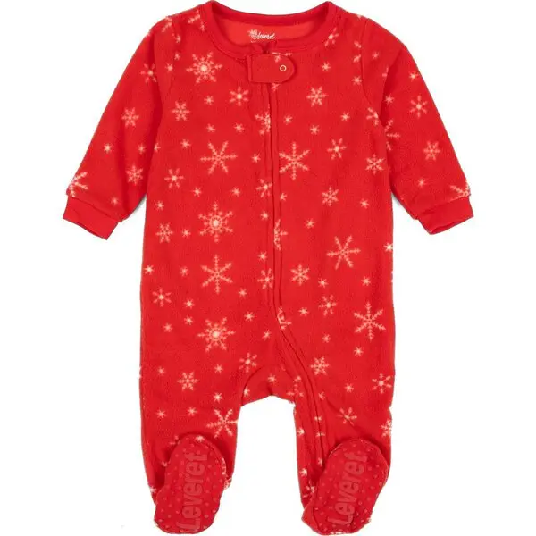 LEVERET Footed Holiday Pajamas - Snowflake