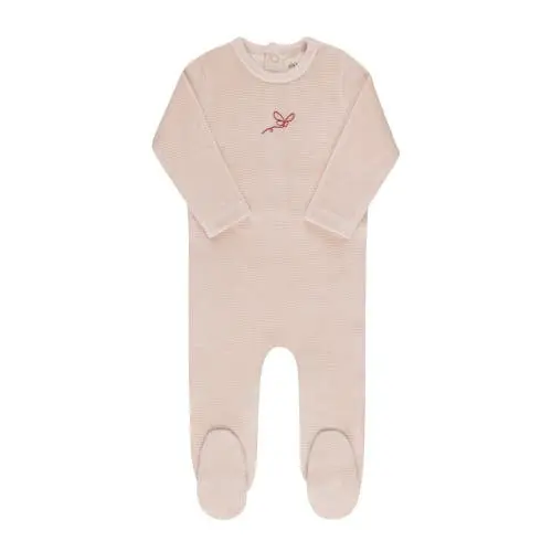 ELY'S & CO. Velour Stripe Footie - Light Pink