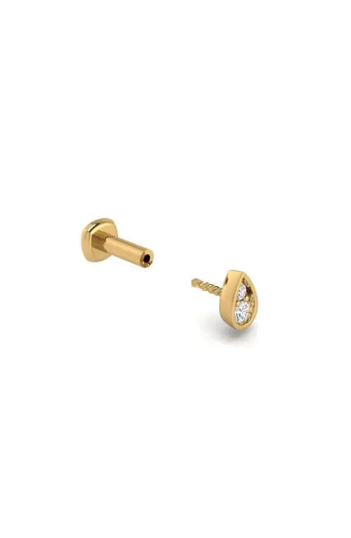 SEED2STONE Perfect-pear Flat Back Stud - Yellow Gold
