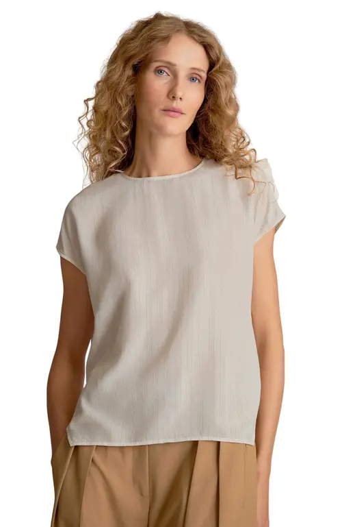 M.M.LAFLEUR Didion Printed Silk Drape Top - Mixed Stripe