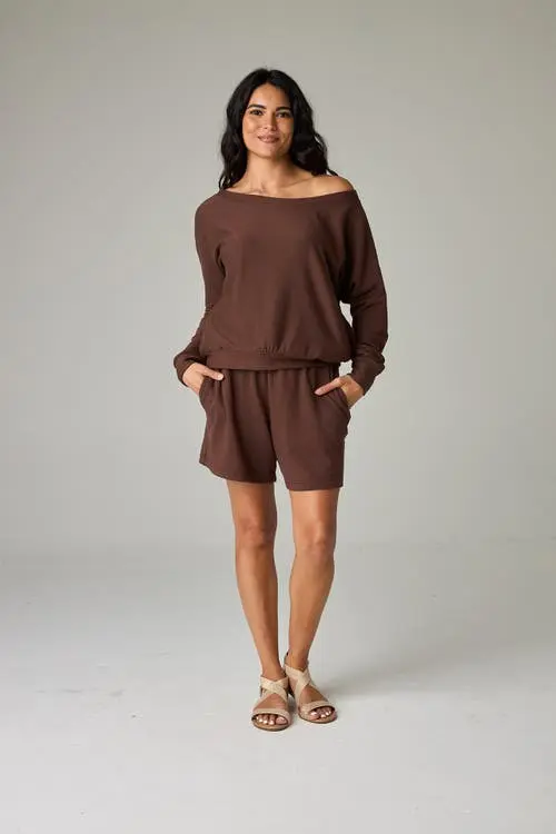 EAVOLU Baikal Eco-luxe Fleece Shorts - Earth Brown