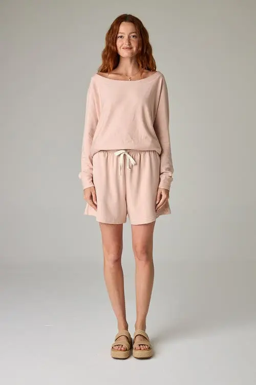 EAVOLU Baikal Eco-luxe Fleece Shorts - Rose Quartz