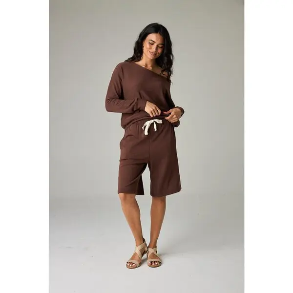 EAVOLU Baikal Eco-luxe Fleece Bermuda Short - Earth Brown
