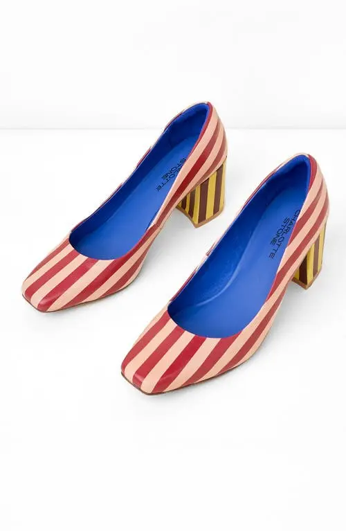 Charlotte Stone Estee Multicolor Square Toe Pumps - Begonia Stripe