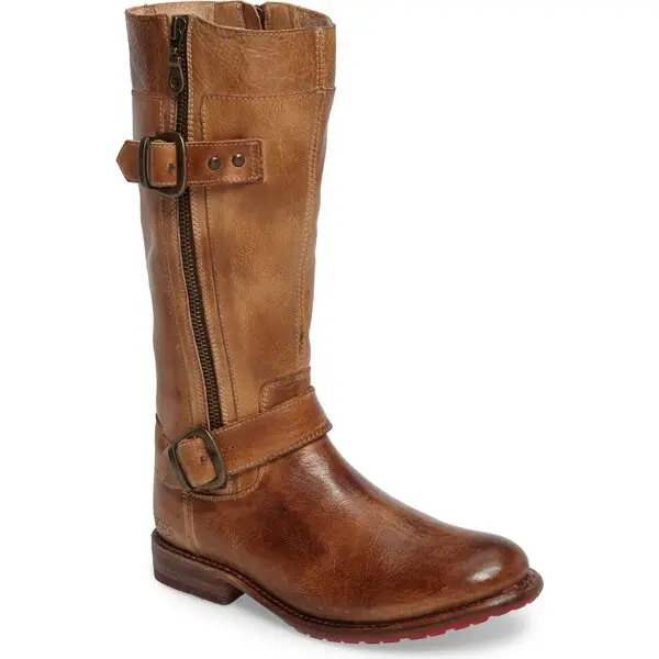 Bed Stu Distressed Leather Zip-up Moto Boots - Tan Rustic