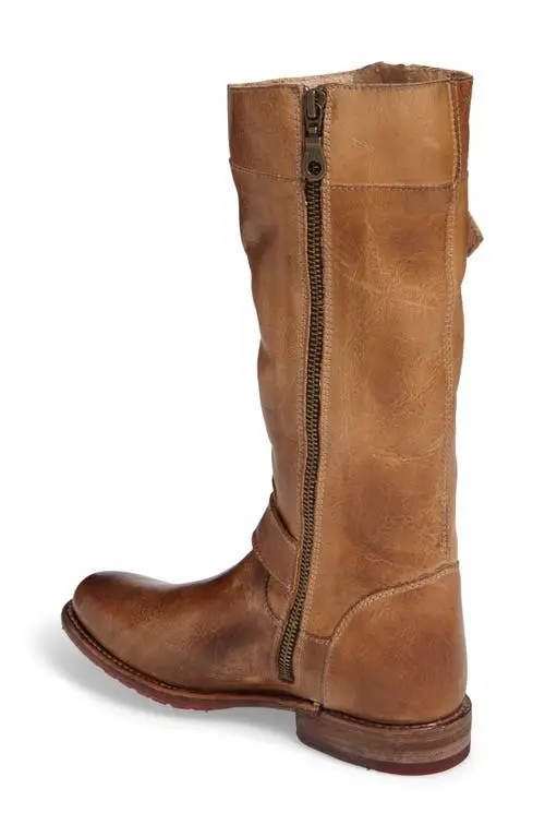 Bed Stu Distressed Leather Zip-up Moto Boots - Tan Rustic