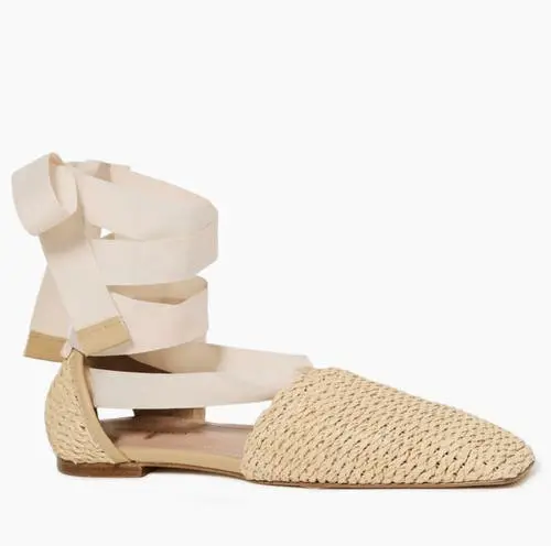ANDREA GOMEZ Desi Raffia Flat - Tan