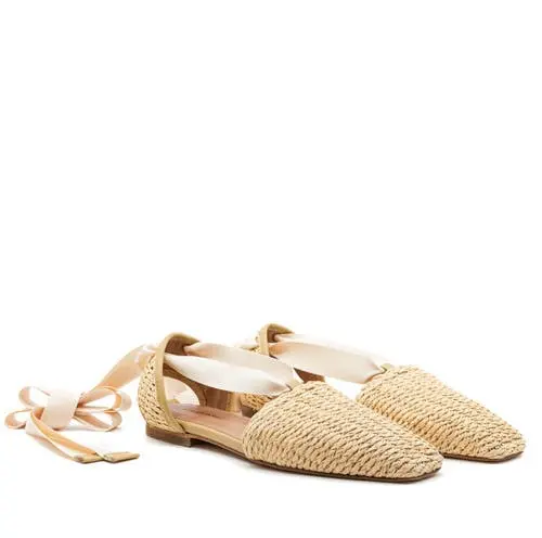 ANDREA GOMEZ Desi Raffia Flat - Tan