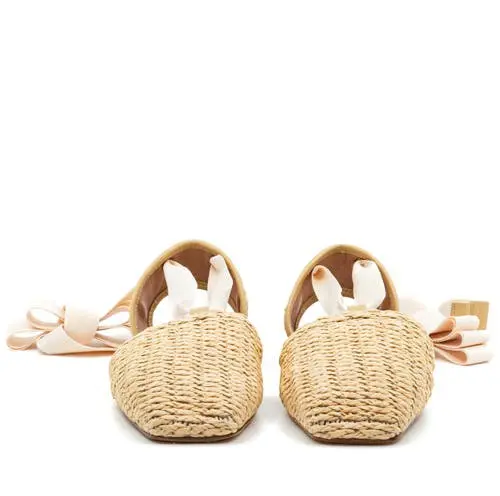 ANDREA GOMEZ Desi Raffia Flat - Tan