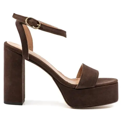 ANDREA GOMEZ Becka Suede Platform Sandal - Chocolate