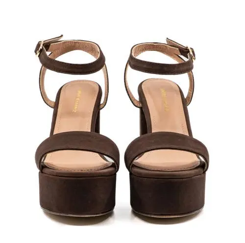 ANDREA GOMEZ Becka Suede Platform Sandal - Chocolate