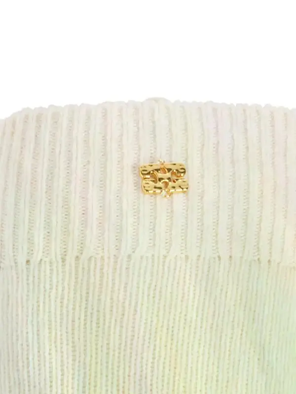 GANNI Logo-plaque Knee-high Socks - Neutrals
