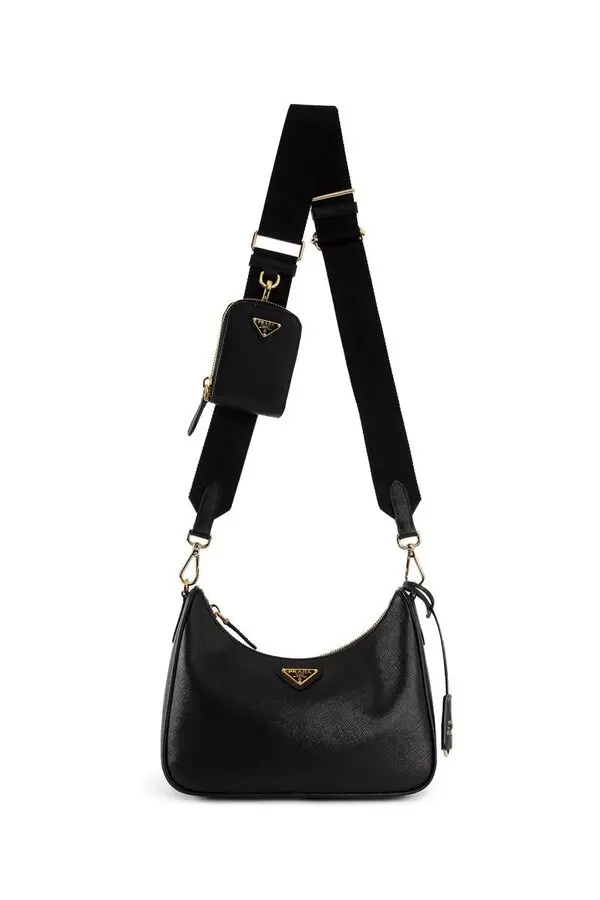 Prada Tessuto And Saffiano Shoulder Bag - Black