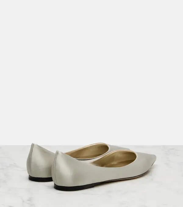 JIMMY CHOO Love Satin Ballet Flats - Silver