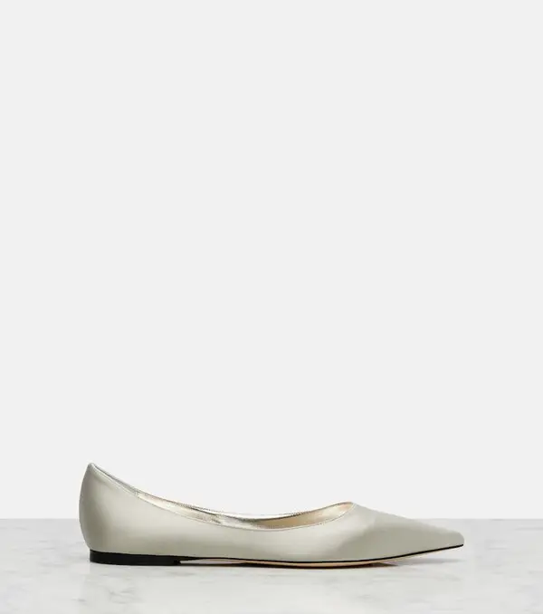 JIMMY CHOO Love Satin Ballet Flats - Silver