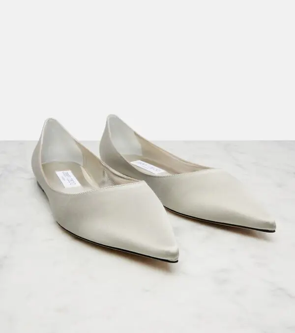 JIMMY CHOO Love Satin Ballet Flats - Silver