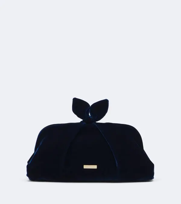 AQUAZZURA Bow Tie Velvet Clutch - Blue