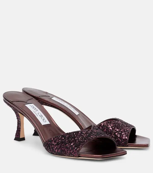JIMMY CHOO Skye 70 Glitter Mules