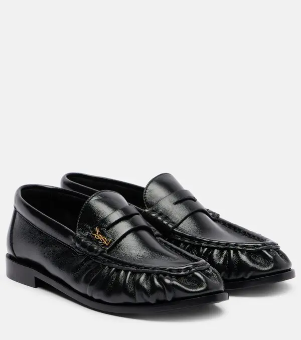 Saint Laurent Leather Penny Loafers - Black