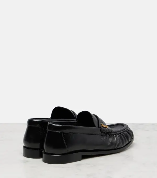 Saint Laurent Leather Penny Loafers - Black