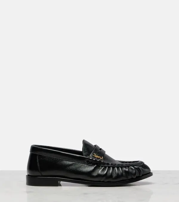 Saint Laurent Leather Penny Loafers - Black