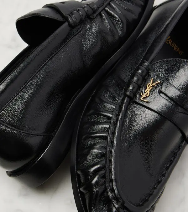 Saint Laurent Leather Penny Loafers - Black