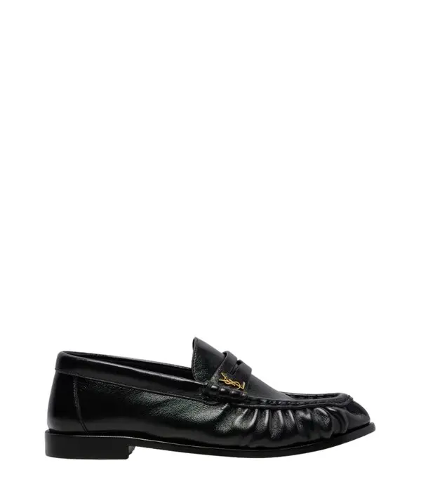 Saint Laurent Leather Penny Loafers - Black