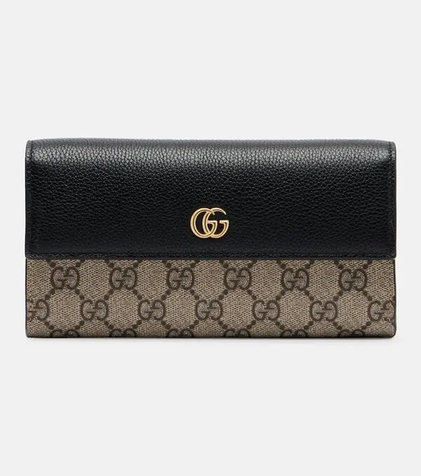 Gucci Gg Marmont Leather-trimmed Wallet On Chain - Black