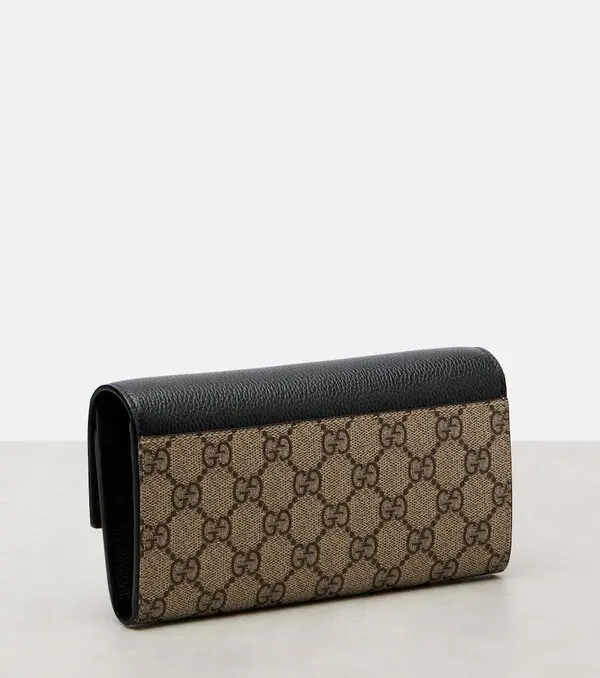 Gucci Gg Marmont Leather-trimmed Wallet On Chain - Black