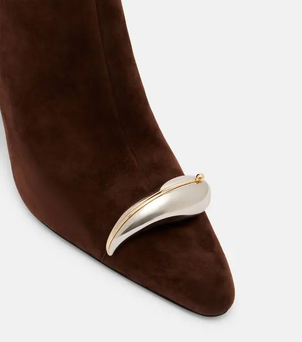 Tory Burch Pierced Xl 65 Suede Ankle Boots - Brown