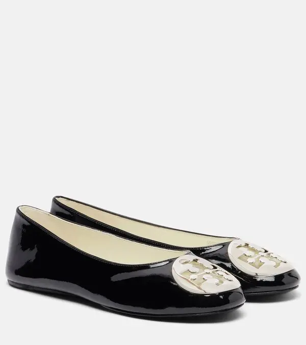 Tory Burch Reva Patent Leather Ballet Flats - Black