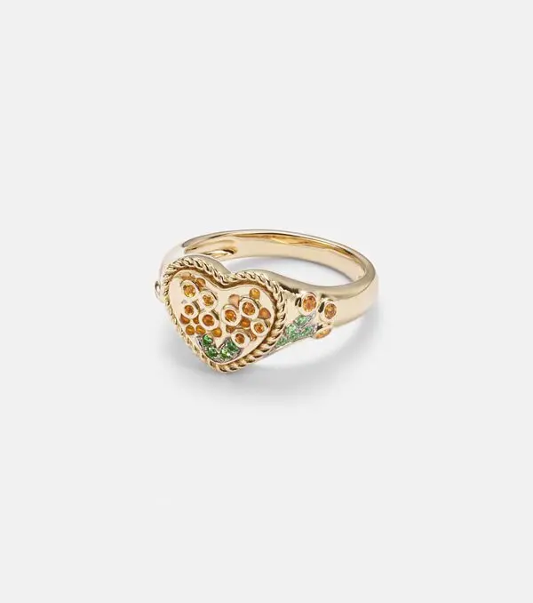 Yvonne Léon Cœur Mimosa Mini 9kt Ring With Gemstones - Gold