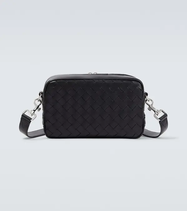 Bottega Veneta Intrecciato Leather Crossbody Bag - Black
