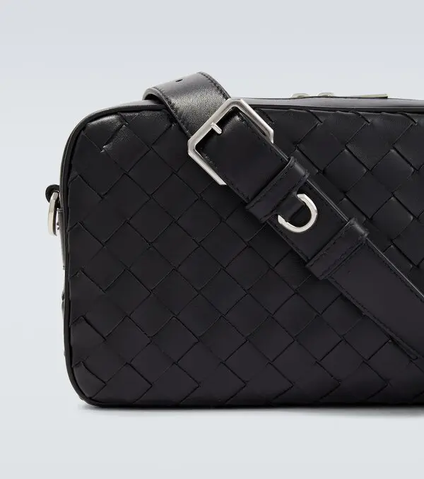 Bottega Veneta Intrecciato Leather Crossbody Bag - Black