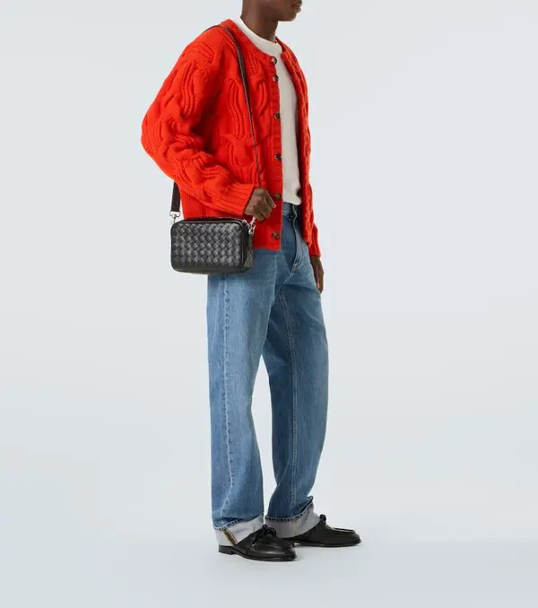 Bottega Veneta Intrecciato Leather Crossbody Bag - Black