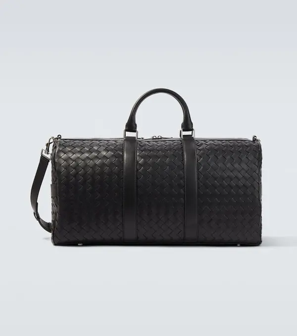 Bottega Veneta Intrecciato Leather Duffle Bag - Black