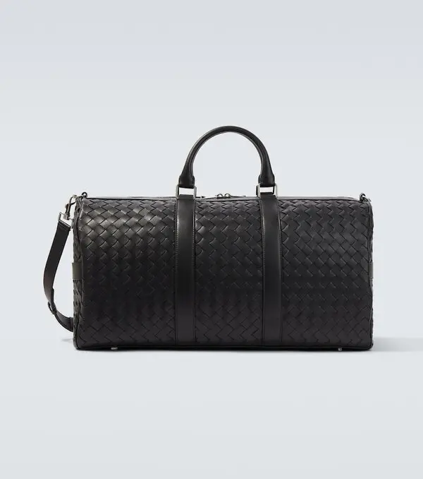 Bottega Veneta Intrecciato Leather Duffel Bag - Black