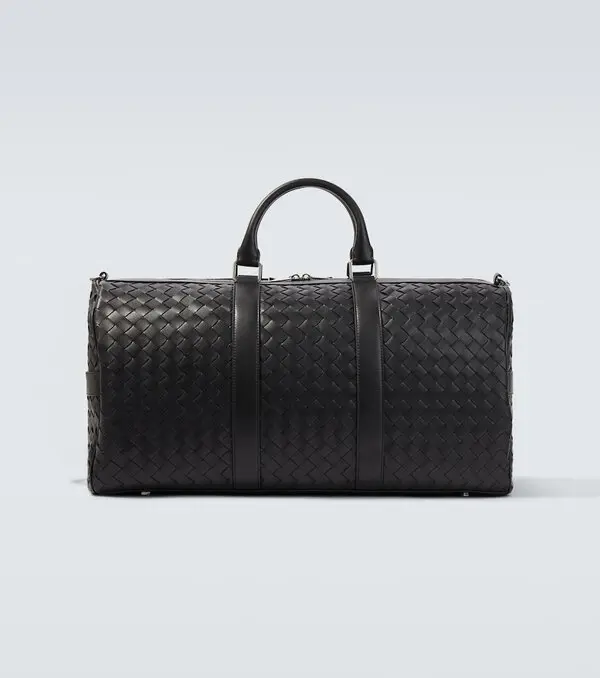 Bottega Veneta Intrecciato Leather Duffel Bag - Black
