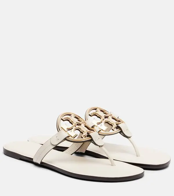 Tory Burch Miller Leather Thong Sandals - White