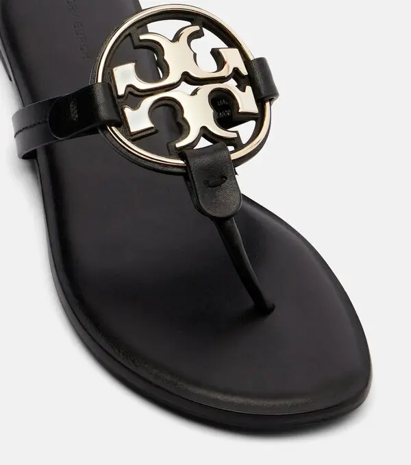 Tory Burch Metal Miller Leather Thong Sandals - Black
