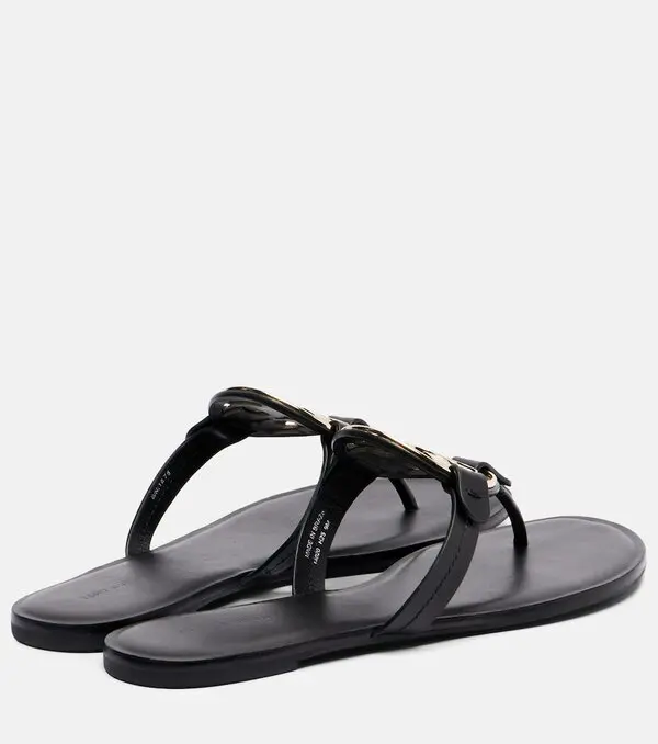 Tory Burch Metal Miller Leather Thong Sandals - Black