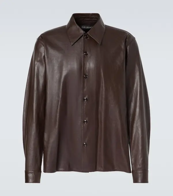 Our Legacy Welding Leather Overshirt - Brown