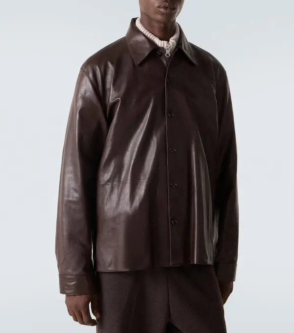 Our Legacy Welding Leather Overshirt - Brown